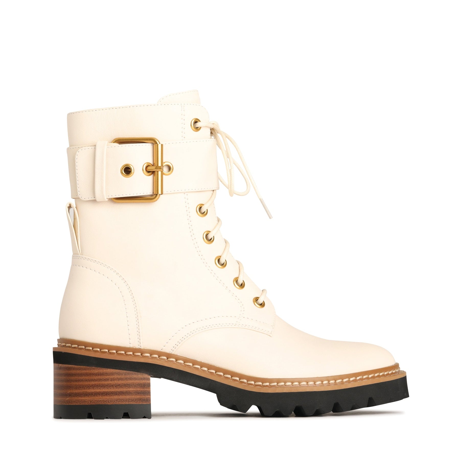 EOS Line | Women Combat Boots | Bold Lace-Up Large Metal Buckle